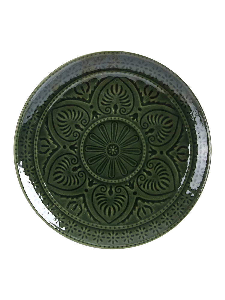 Green Ceramic Patterned Side Plate 21cm – PEP Online