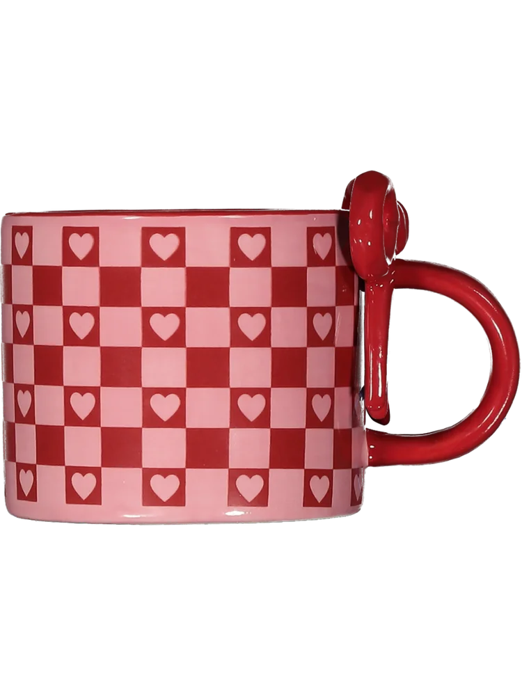 Pink Hearts Ribbon Handle Mug – PEP Online