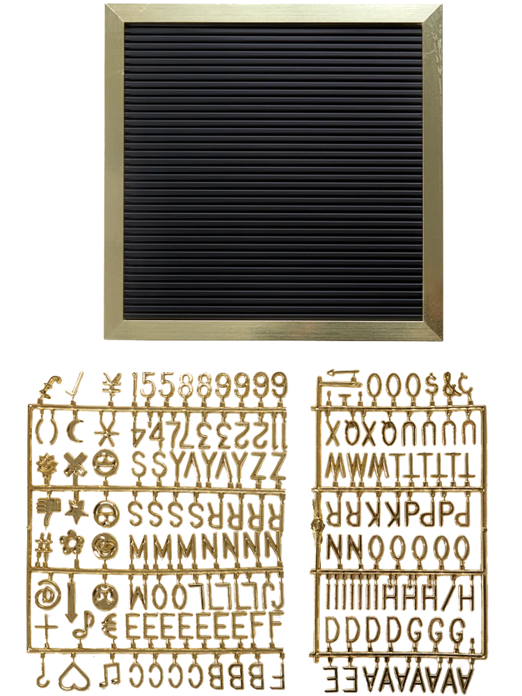 Black Changeable Letter Board with Gold Frame and Letters – PEP Online