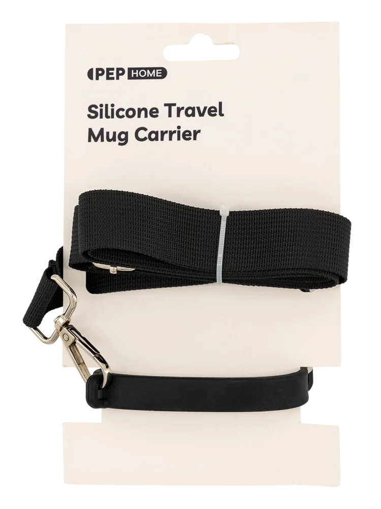 Black Silicone Travel Mug Carrier Strap – PEP Online
