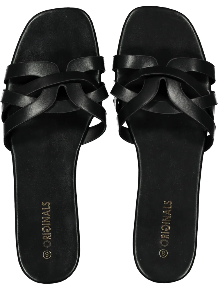 Black Strappy Flat Sandals – PEP Online