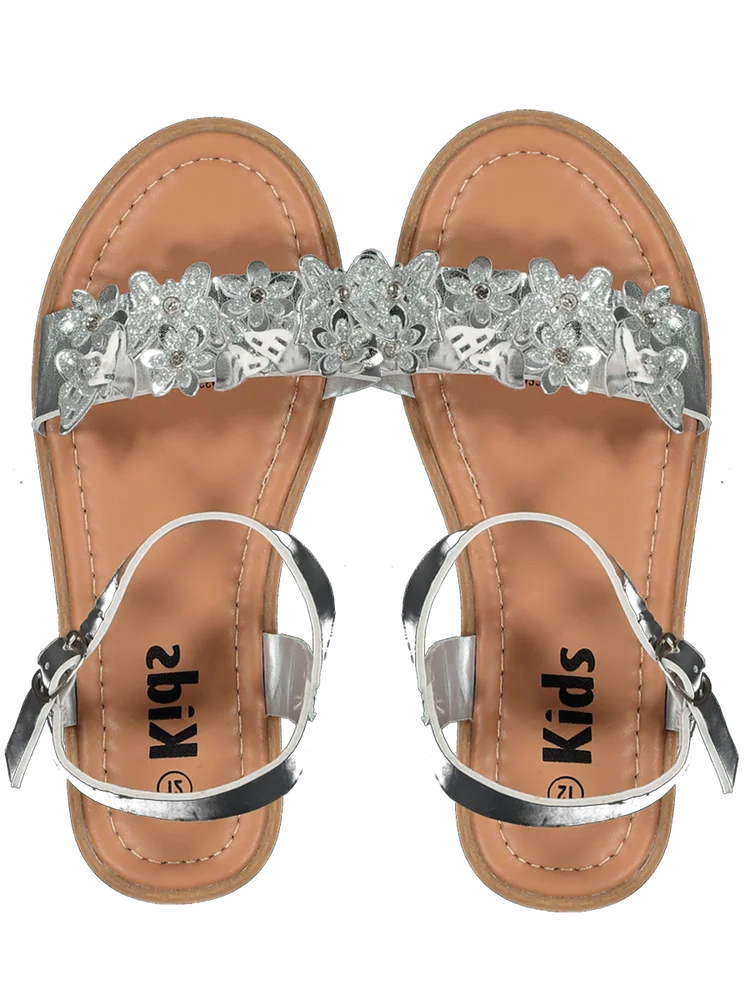 Silver Faux Leather Sandals – PEP Online