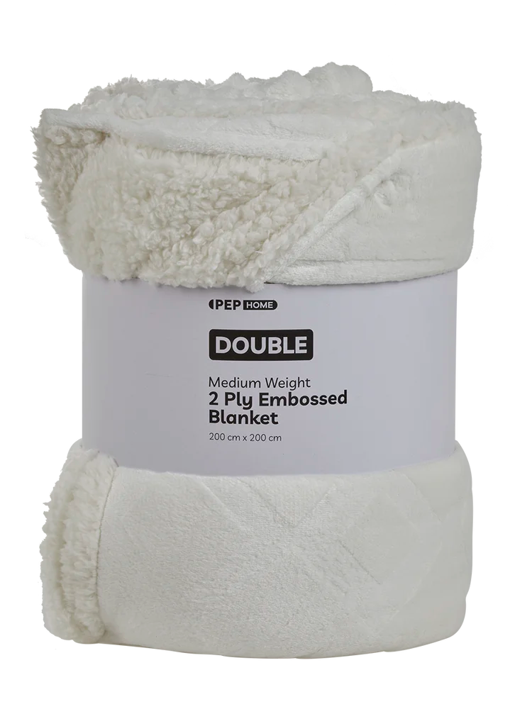 Double 2 Ply Cream Embossed Blanket 200x200cm – PEP Online